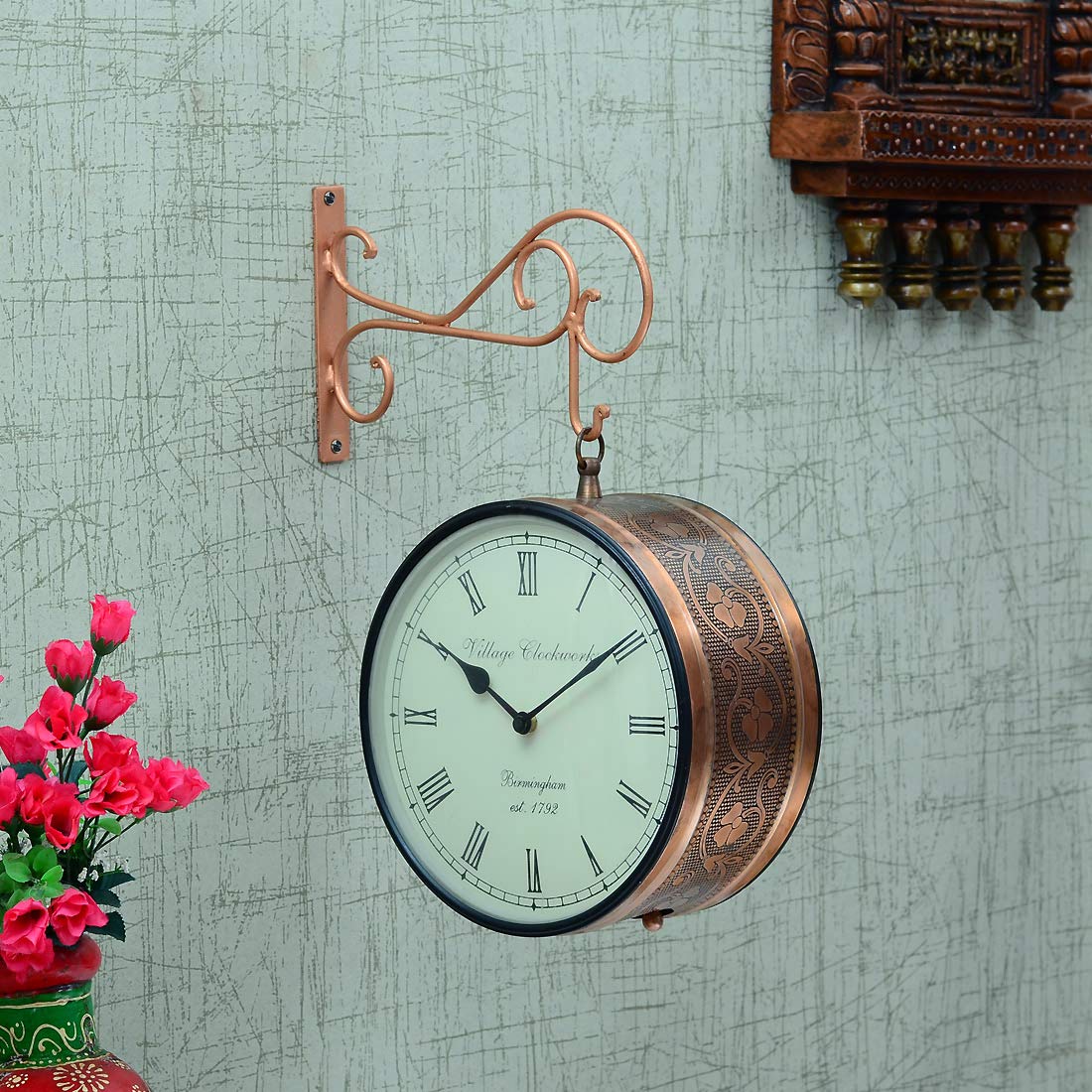 Buy Medieval Arts Iron Decorative Railway Wall Clock for Living Room ...