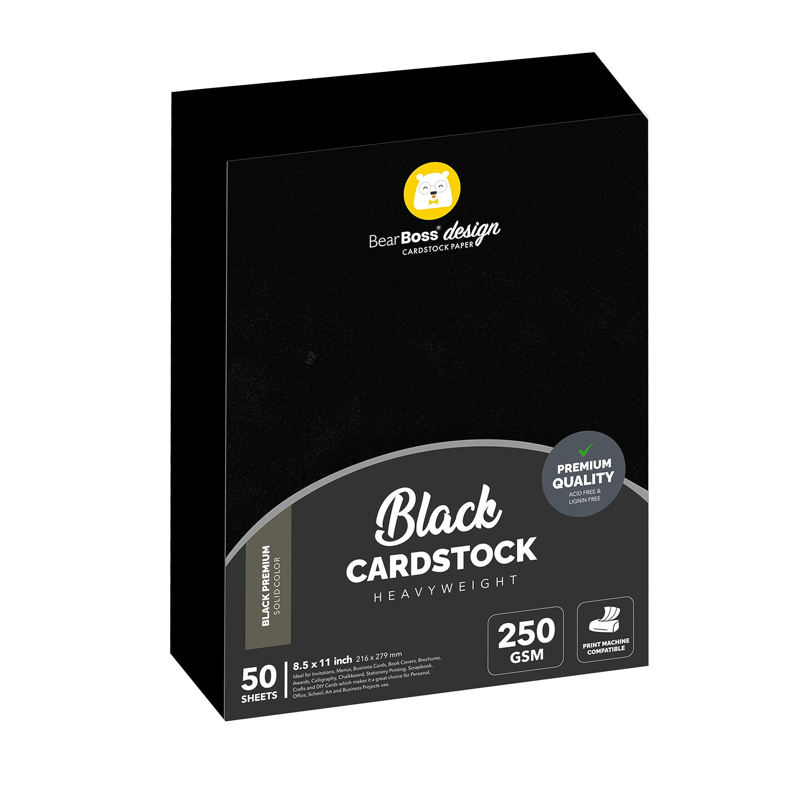Mua Black Cardstock Thick Paper 50 Sheets, 8.5" x 11" Heavyweight 92lb ...