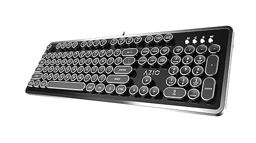 AZIO Retro Typewriter-Inspired Mechanical Keyboard Vintage Design w ...