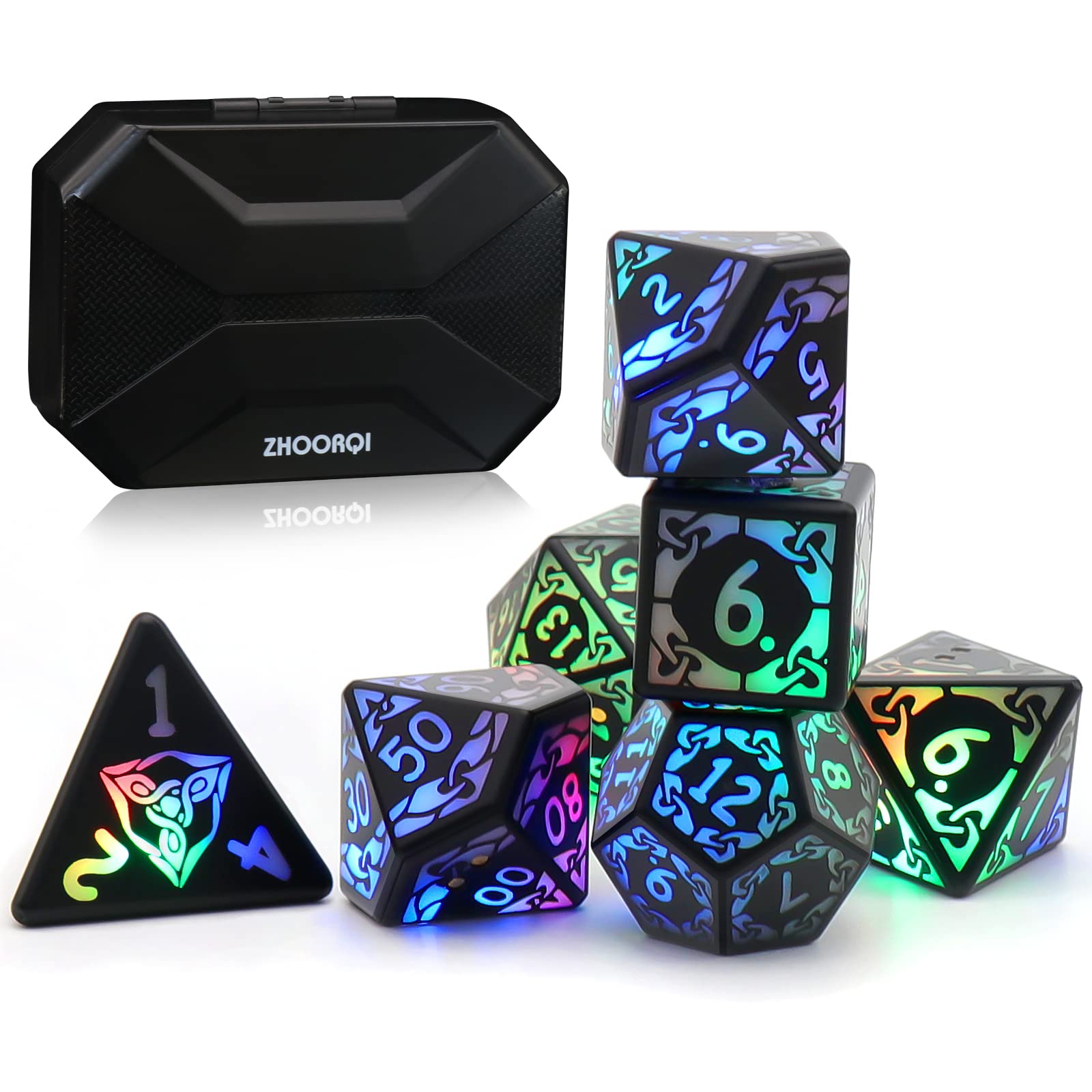 DND Dice Rechargeable with Charging Box, Light up Dice 7 PCS LED ...