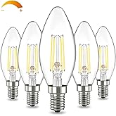 LVWIT E12 Candelabra LED Bulb, Dimmable 500 Lumens, LED Chandelier Light Bulbs, 60W Equivalent ...