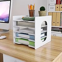Natwind 4-Tier Office White Desktop Organizer Paper File Rack with ...