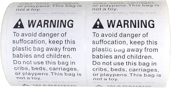 Suffocation Warning Label Stickers 500 Stickers (1 Roll) Standard Size ...