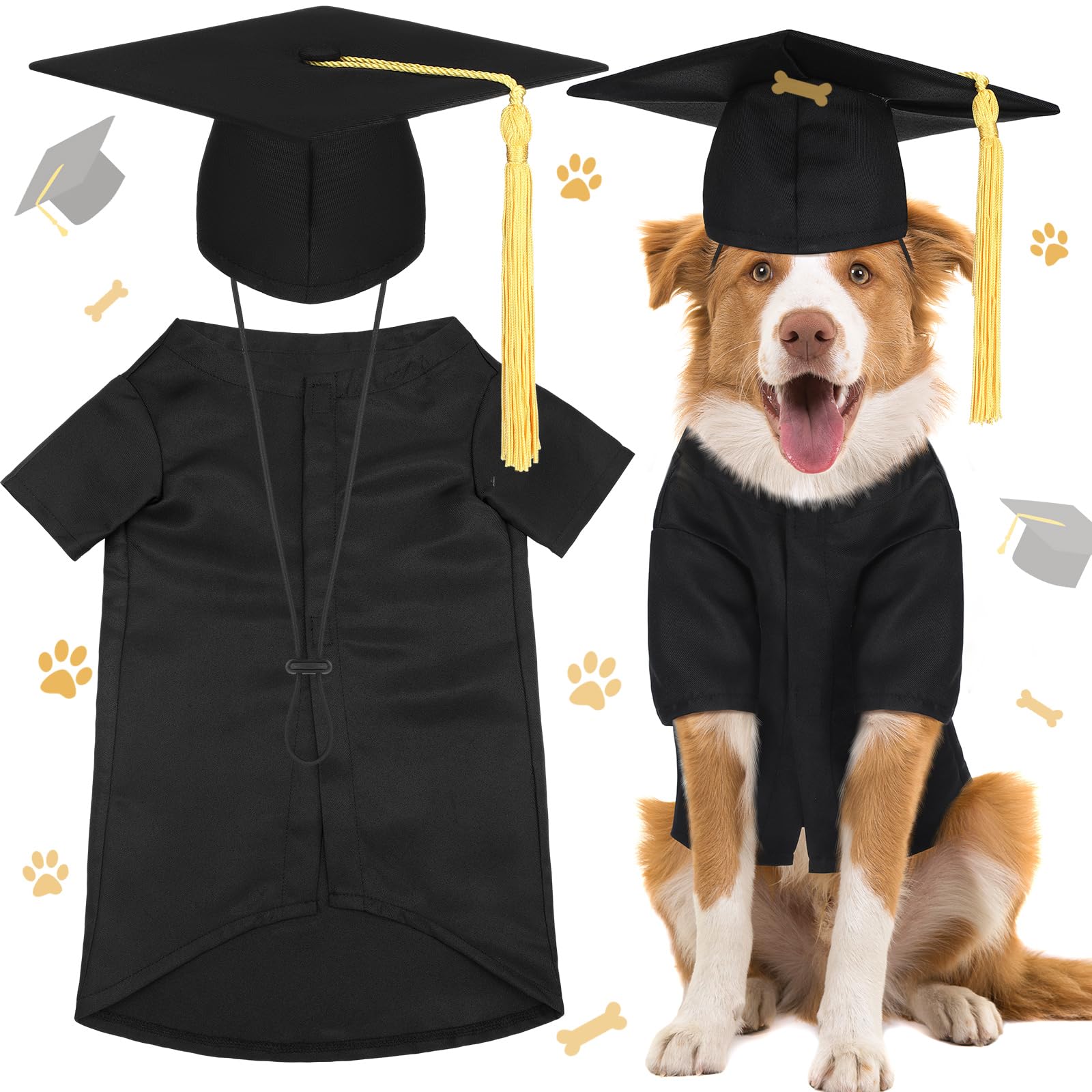 Xuniea 2 Pcs Dog Graduation Costume Set 2025 Dog Graduation Cap and ...
