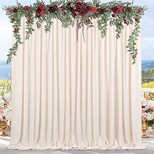 Amazon.com : Wrinkle-Free Polyester Backdrop Ivory Curtain 2 Packs ...