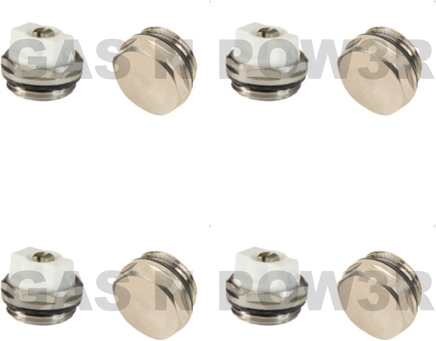 x4 Air Bleeder & Blank Cap Set Manual Radiator AIR Vent Bleed Plug ...