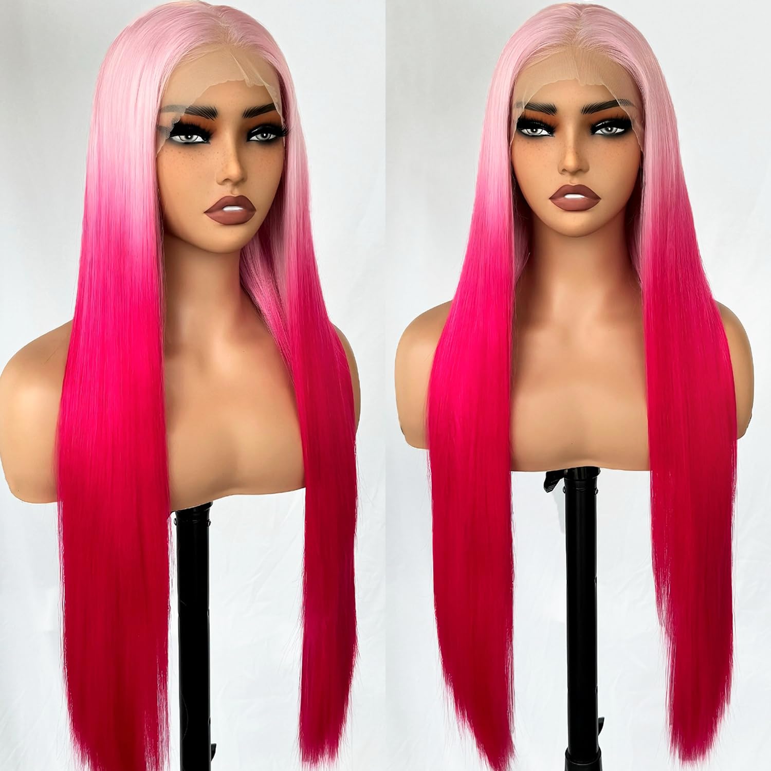 SOKU 13x6 Pink Lace Front Wigs Pre Plucked,32 Inch Long Straight Lace ...