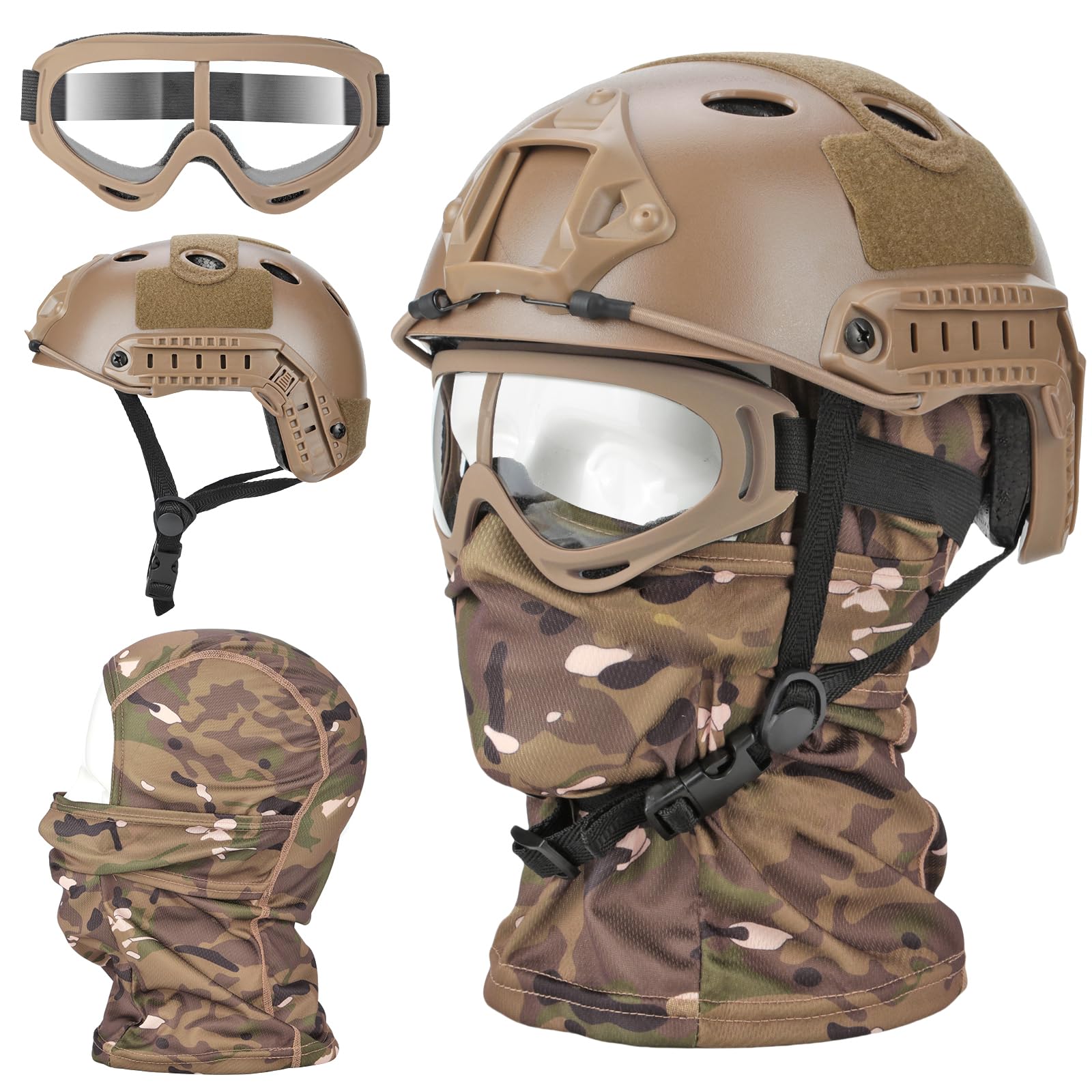 VPZENAR Tactical Helmet,Airsoft Helmet with NVG Mount,Airsoft Balaclava ...