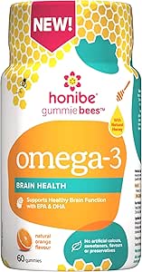 Honibe Omega-3 Brain Health for Adults and Kids, 60 gummies, 1 month ...