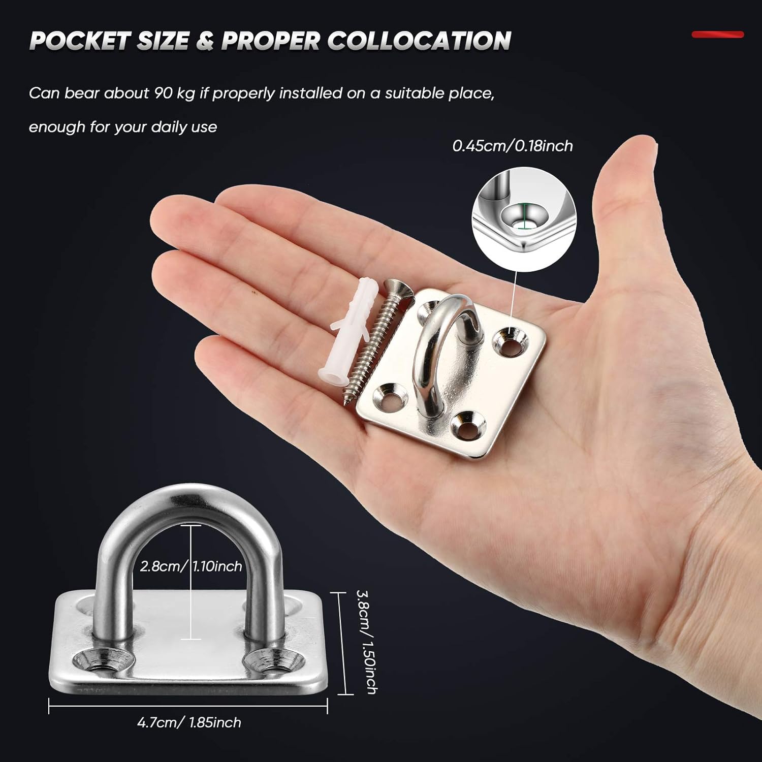 Jetec 2 Pieces M6 Eye Plate Marine Hardware Staple Ring Hook Loop ...
