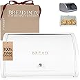 Amazon.com: Modern Metal White Bread Box for Kitchen Countertop for ...