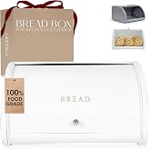 Amazon.com: Angoily White Metal Bread Box with Lid Kitchen Bread ...