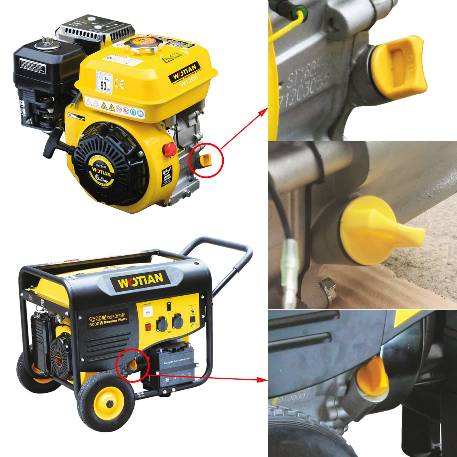 Mua WOTIAN Oil Filler Cap and Oil Dipstick 3pcs for Firman 163cc 200cc ...