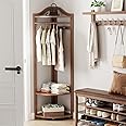 Amazon.com: KASLANDI Corner Clothes Rack with Thick Clothes Rod, Wood ...