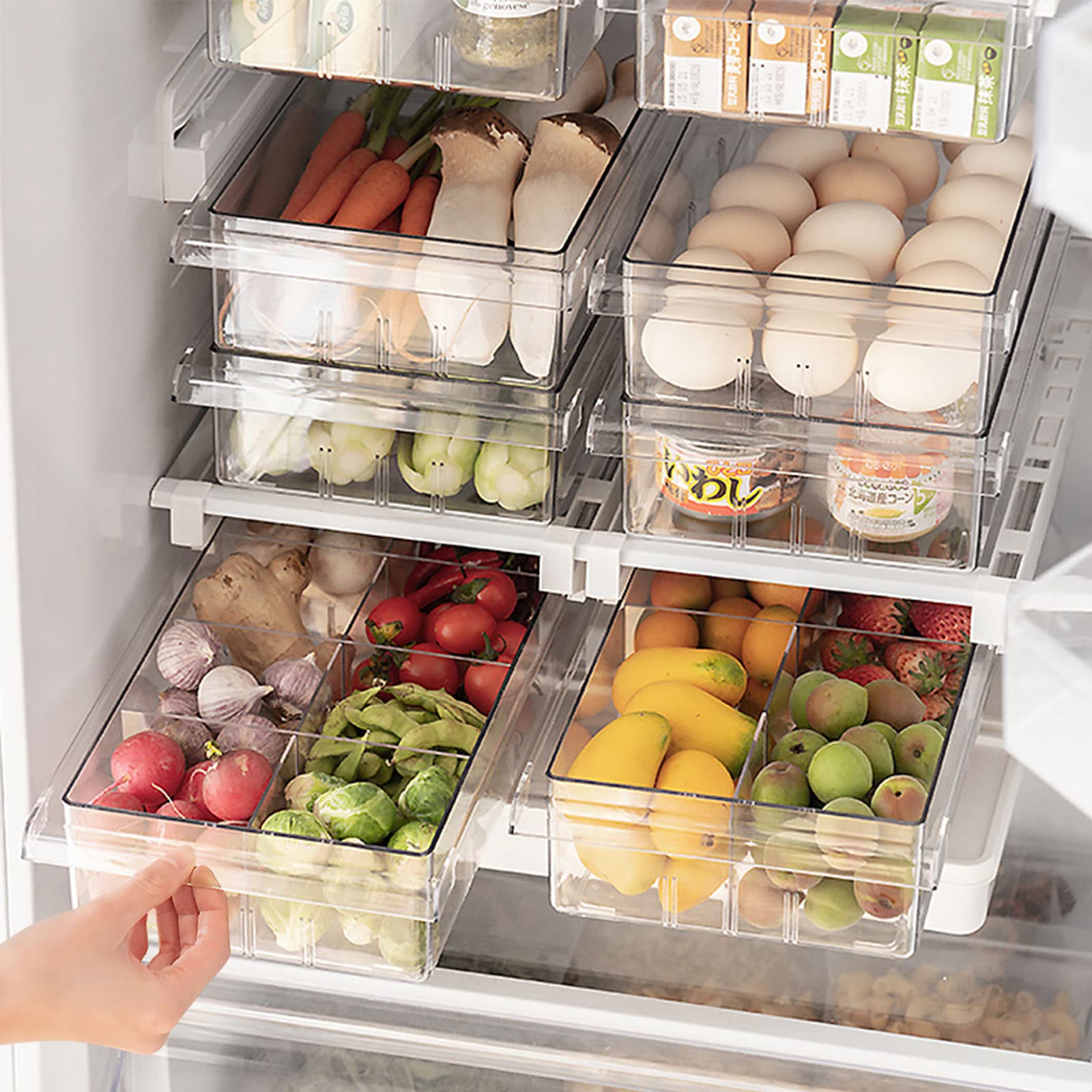 Mua Refrigerator Organizer Bins - Clear Plastic Container Drawer for ...