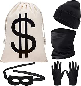 Amazon.com: 5 Pieces Robber Costume Set, Includes Dollar Sign Canvas ...