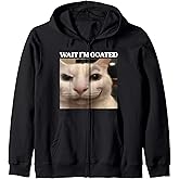 Amazon.com: Wait I'm Goated Cat Funny Silly Cat Staring Cat Funny Meme ...