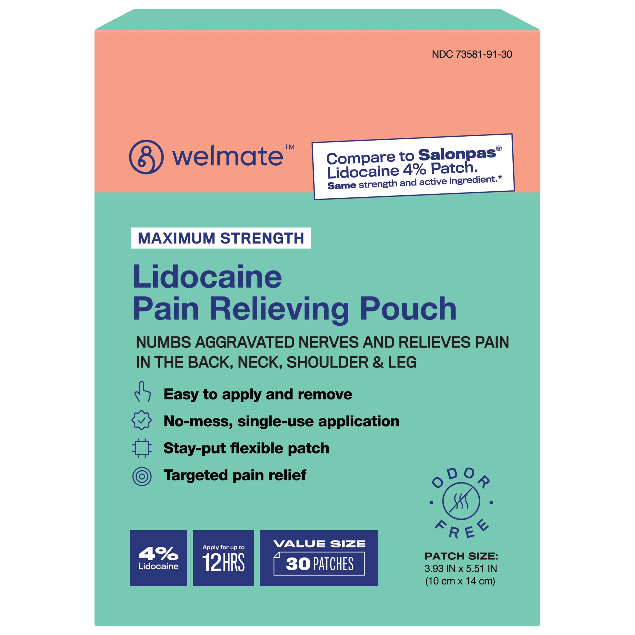 Mua WELMATE | 4% Lidocaine Numbing Patch | Maximum Strength | Temporary Relief of Pain, Back ...