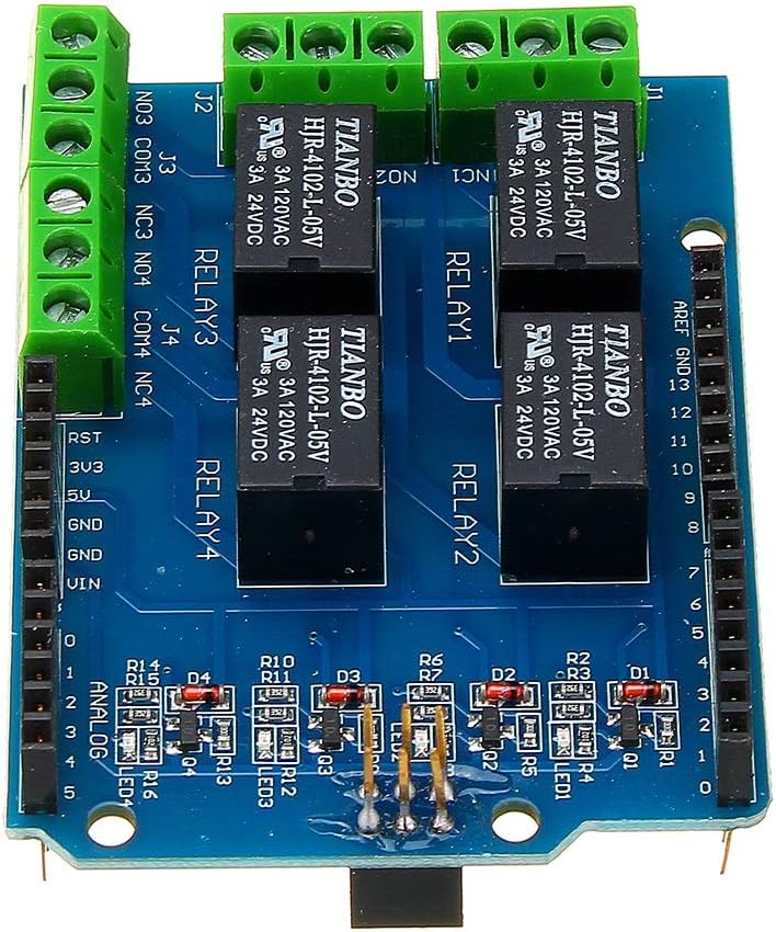 for Arduino 5V 4CH 4 Channel Relay Shield Extended Relay Module Power ...
