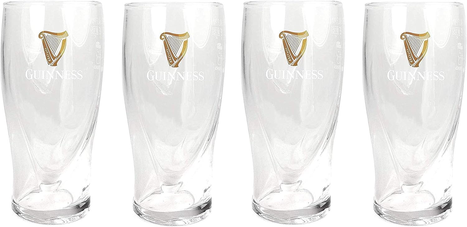 Guinness Official Merchandise Embossed Pint Beer Glass (Set of 4 ...