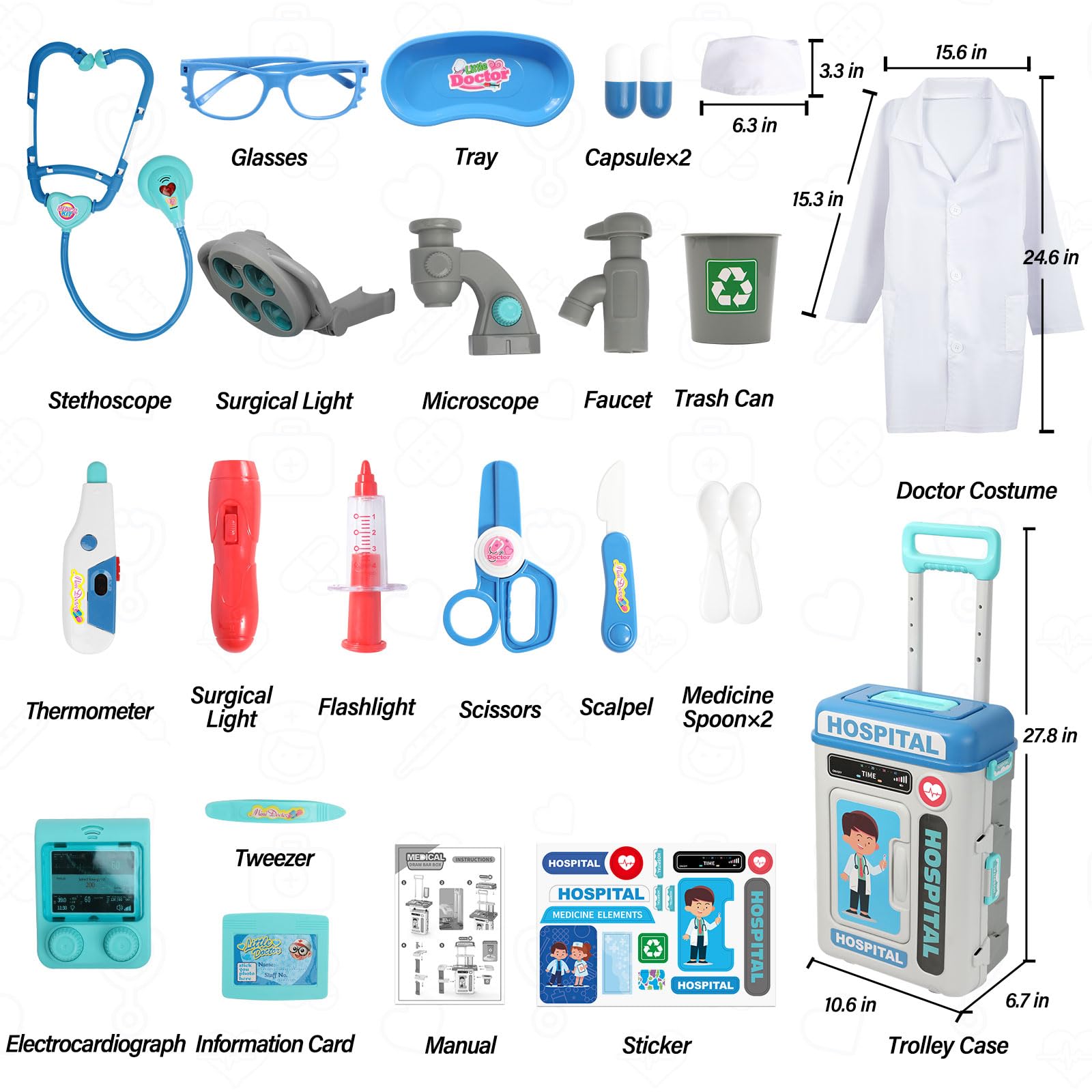Mua Phobby Doctor Kit for Toddlers Aged 3 4 5, 2 in 1 Kids Doctor ...