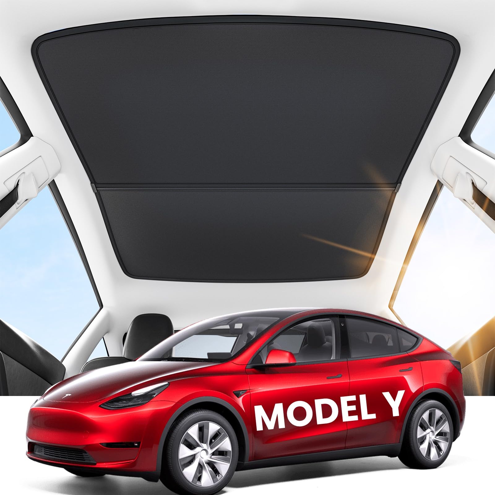 REEVAA 2024 Upgrade Tesla Model Y Sunshade Roof [No-Sagging, No Gaps ...