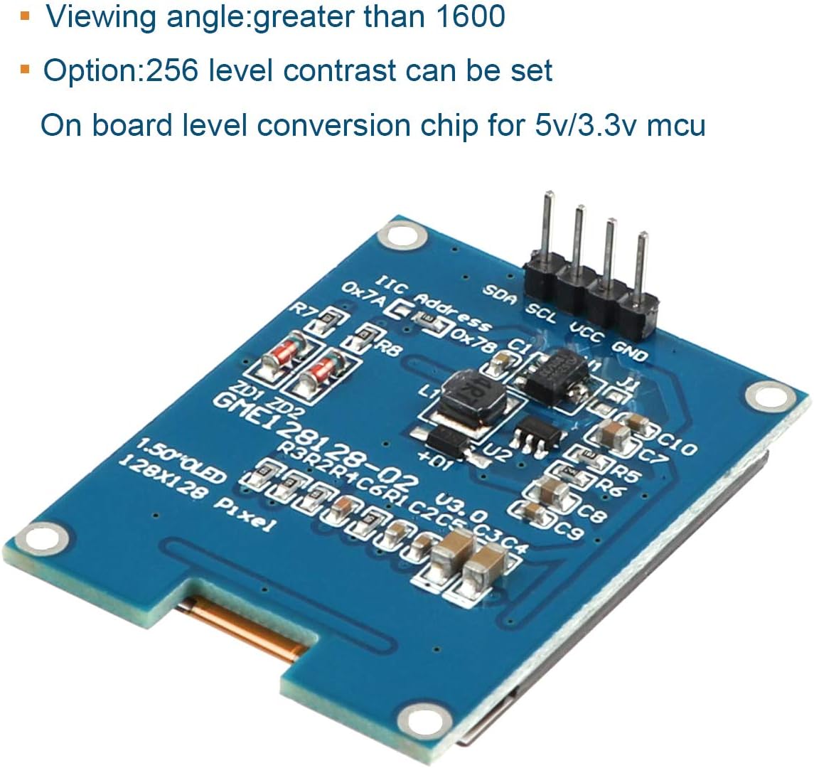 I2C OLED Display Module 1.5inch OLED Module LCD Display SSD1327 Driver ...