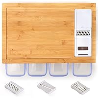 Amazon.com: Klever Kitchen Bamboo Cutting Board with Storage Containers - Extra Large Chopping ...