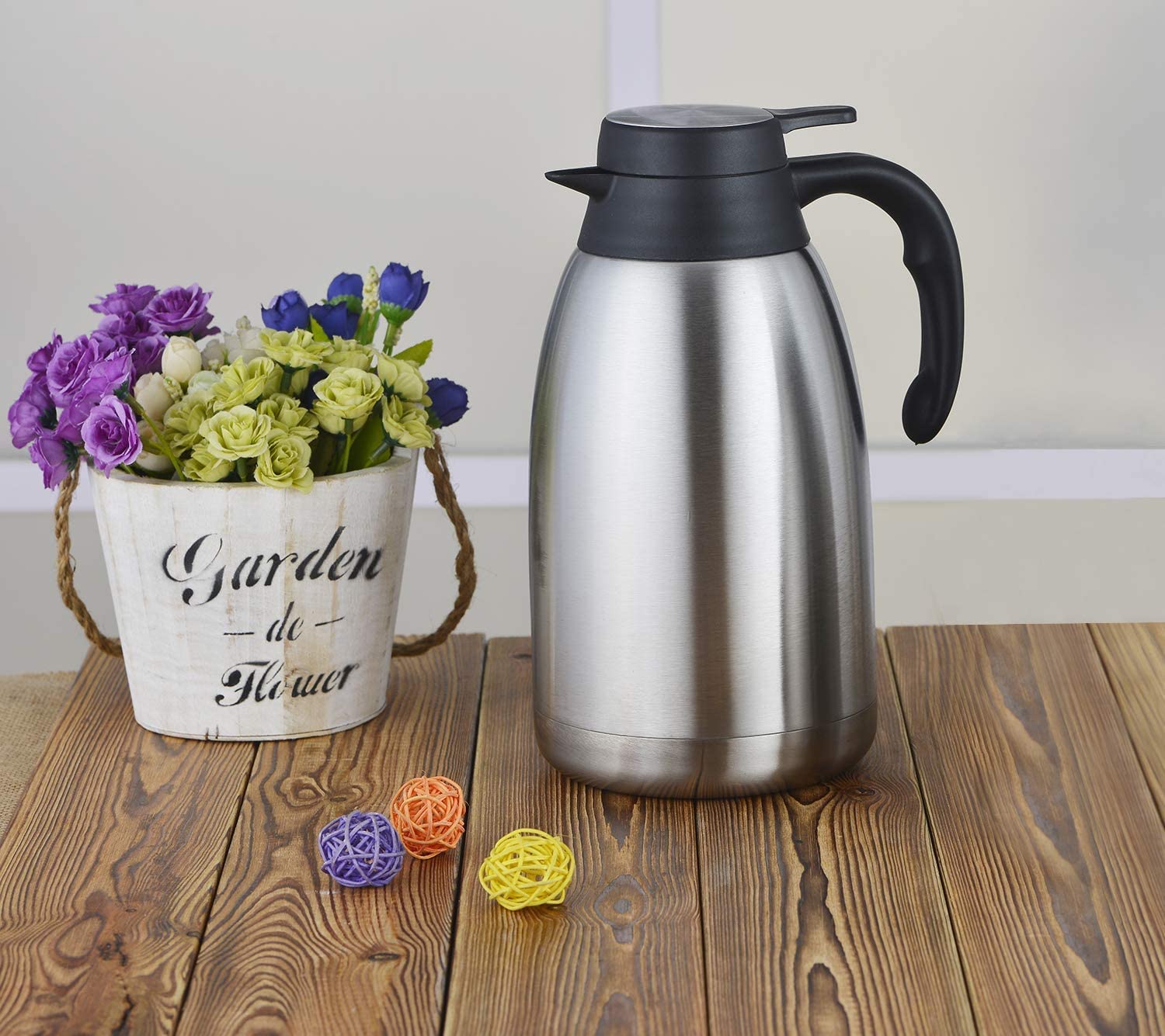 Mua Stainless Steel Thermal Coffee Carafe Double Walled Vacuum Tea Carafe 2 Liter Insulated ...