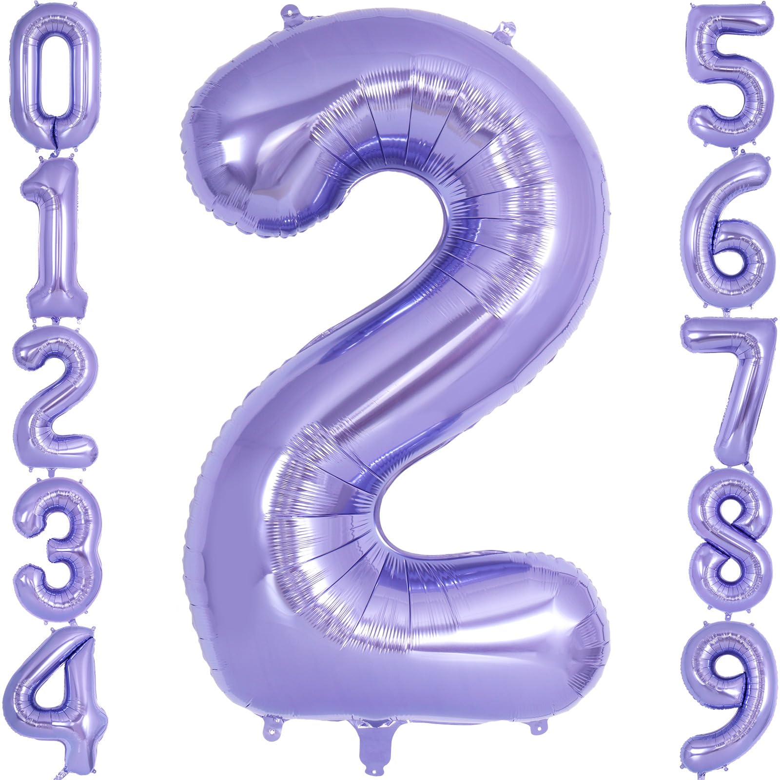 Purple Number 2 Balloon 40 Inch, Big Large Foil Helium Number Balloons ...