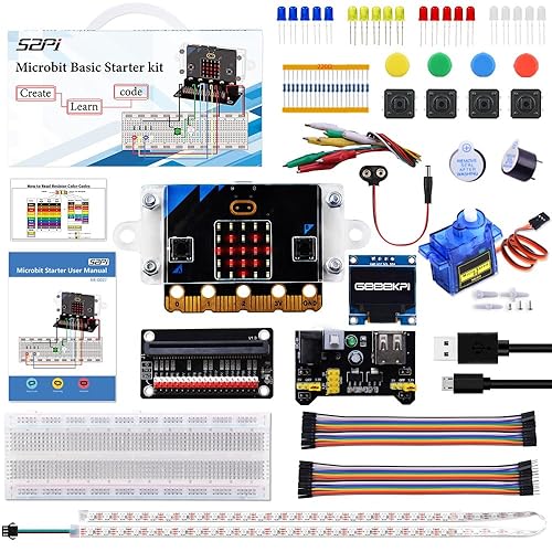 GeeekPi MicroBit Basic Starter Kit with BBC MicroBit V2.2 Board, DIY Programming STEM Kit with ...