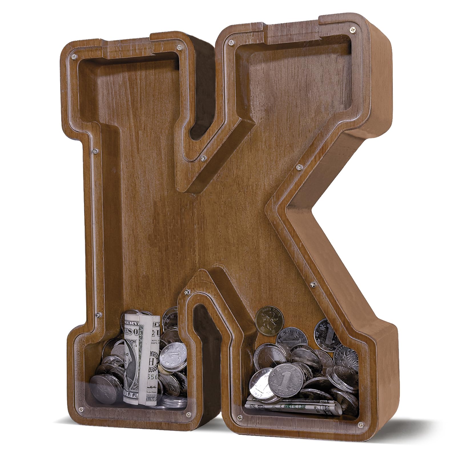 JOOMLAFLY Wooden Letter Piggy Bank for Kids Larger Letter Piggy Bank ...