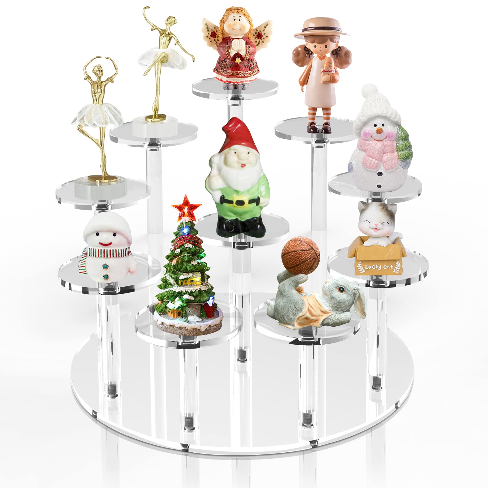 YALINKA Acrylic Riser Display Shelf Round, 10-Tier Layered Display ...