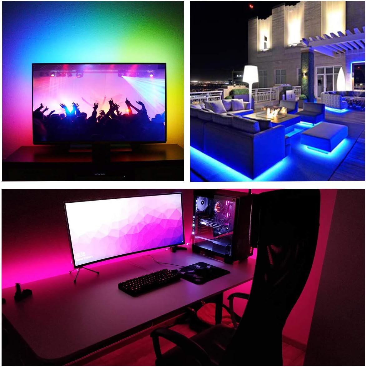 Alexa 20M WIFI LED Strip Lights, CGN RGB Color Changing Led Room Light ...