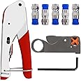 mxuteuk RG59 RG6 Coax Cable Crimper Tool Coaxial Compression Tool Fitting Wire Stripper With ...