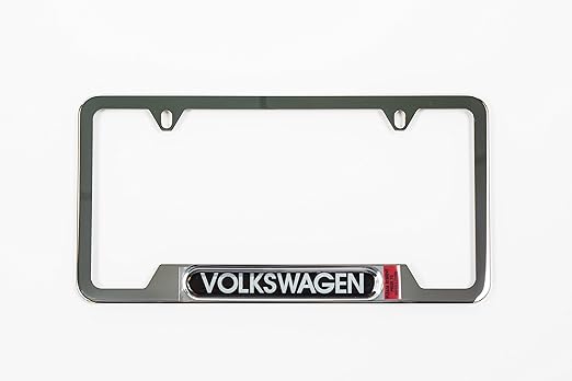 Amazon.com: Volkswagen VW OEM License plate frame Polished with Black ...