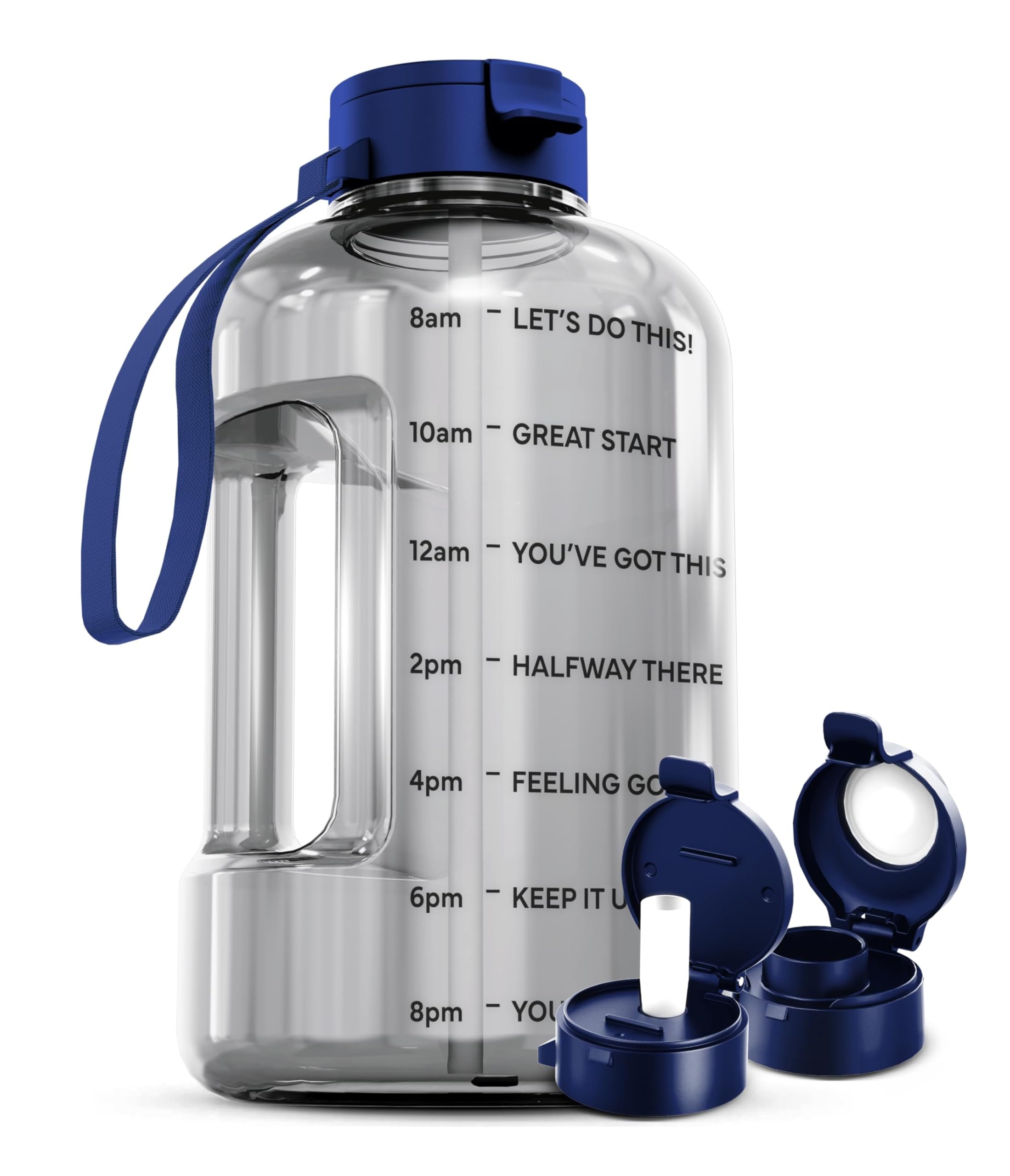 AQUAFIT 1 Gallon Water Bottle with Time Marker - Straw & Chug Lid - BPA Free Big Water Bottle ...