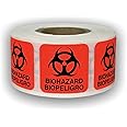Amazon.com: 1x1 Bright Red Biohazard/BIOPELIGRO Hazmat Identifiers ...