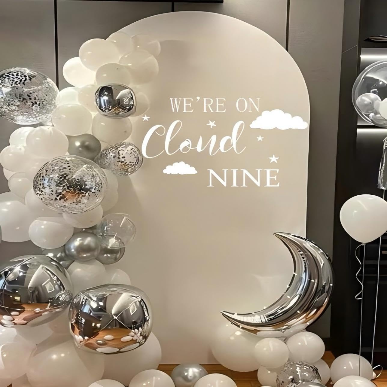 Tenelat We Are On Cloud 9 Baby Shower Decal, Cloud Nine Backdrop ...