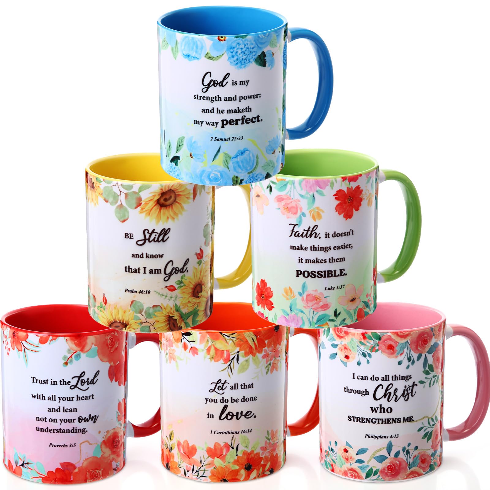 Didaey 6 Pcs Christian Mugs for Women 12oz Inspirational Bible Verse ...