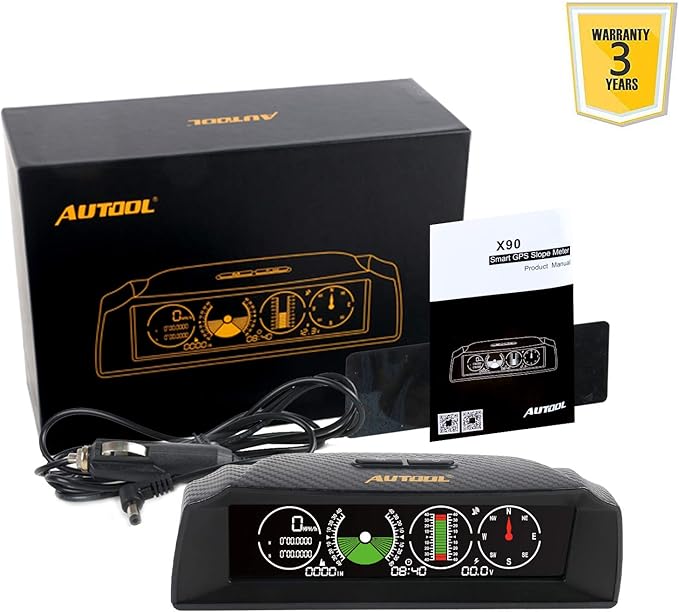 Car Inclinometer Level Tilt Gauge, AUTOOL X90 Car HUD GPS Speedometer MPH Car Electronic Compass ...