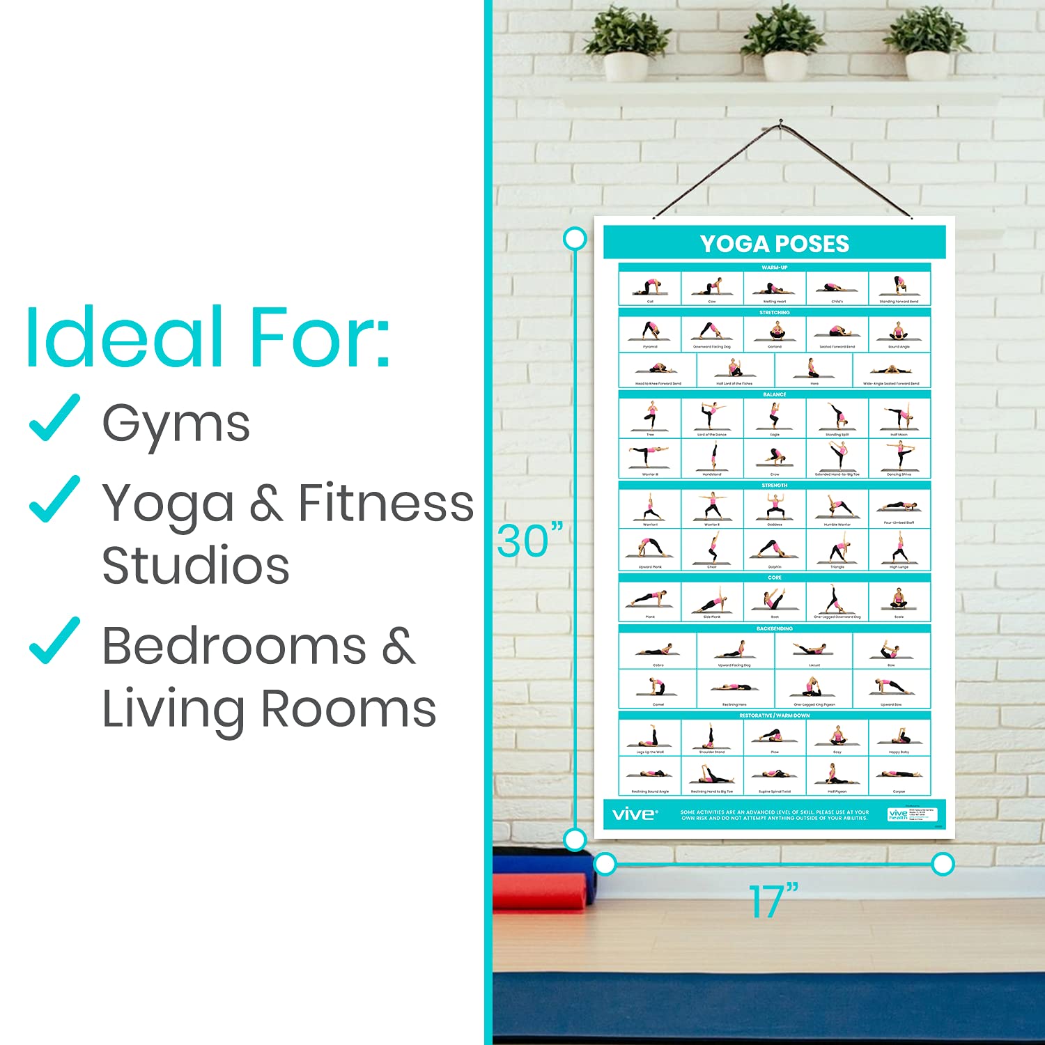 Mua Vive Yoga Poster - Poses for Beginners and Experts - Mat Exercise ...