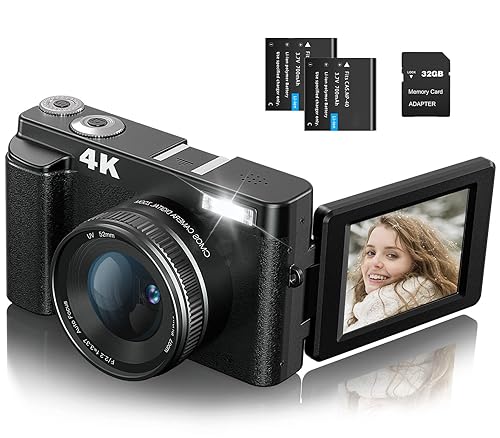 4K Digital Camera, Lecran 48MP Autofocus Video Camera with 3" 180°Flip ...