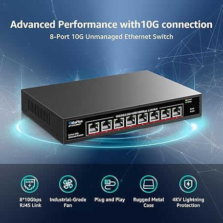 Mua 8 Port 10Gb Ethernet Switch Unmanaged, 8X 10Gbe Base-T Ports ...