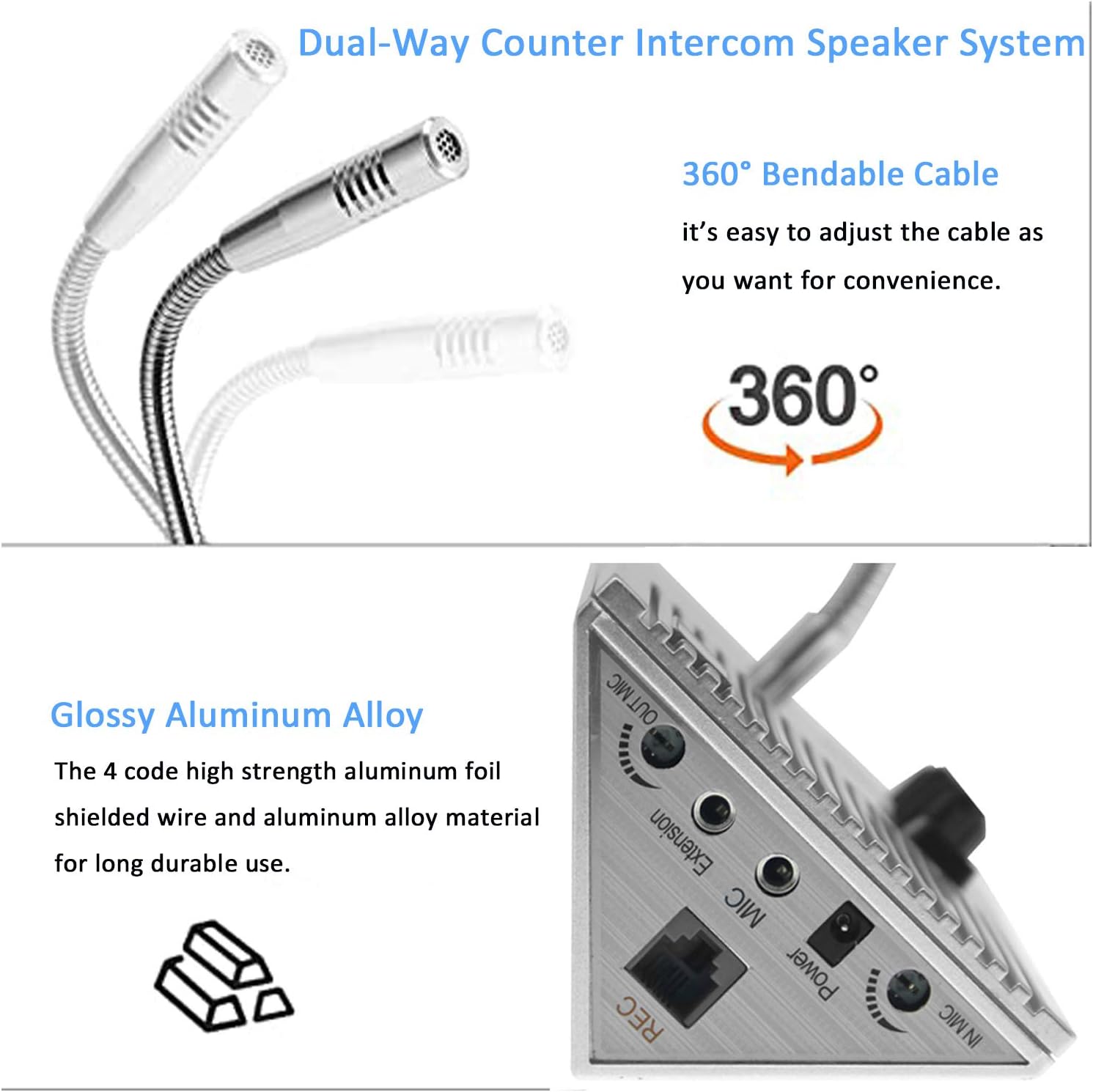 Window Intercom Speaker System Glass Microphone Counter Two-Way ...