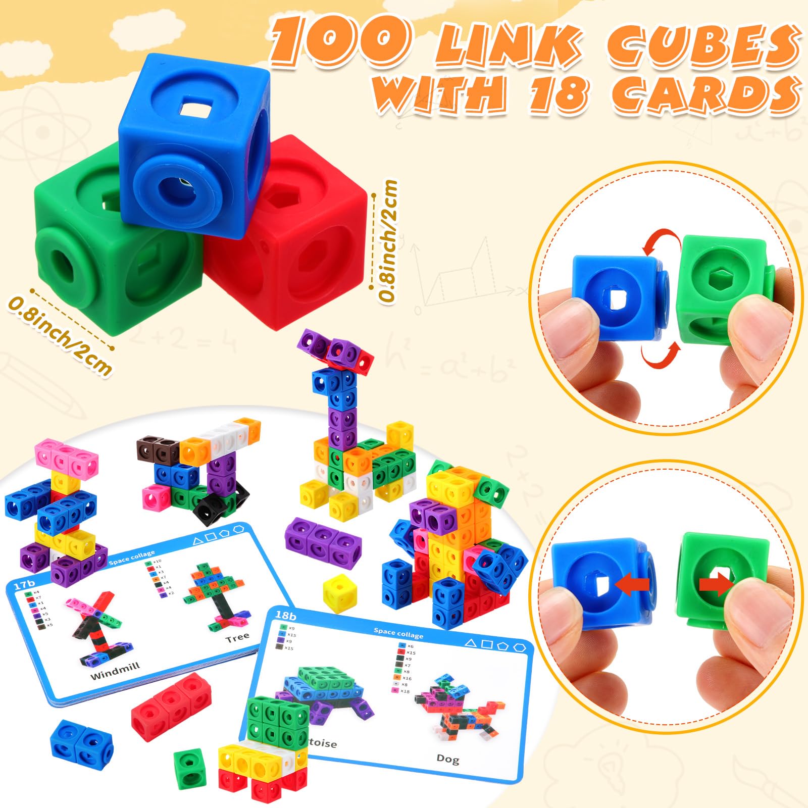 Mua 119 Pcs Math Cubes with Activity Cards Counting Blocks with Storage ...