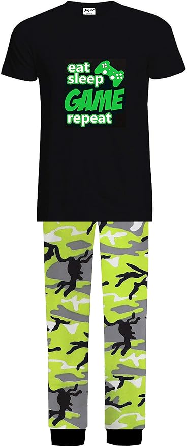Mens Gaming Pyjama Set PJs Loungewear Eat Sleep Game Repeat Prestige ...