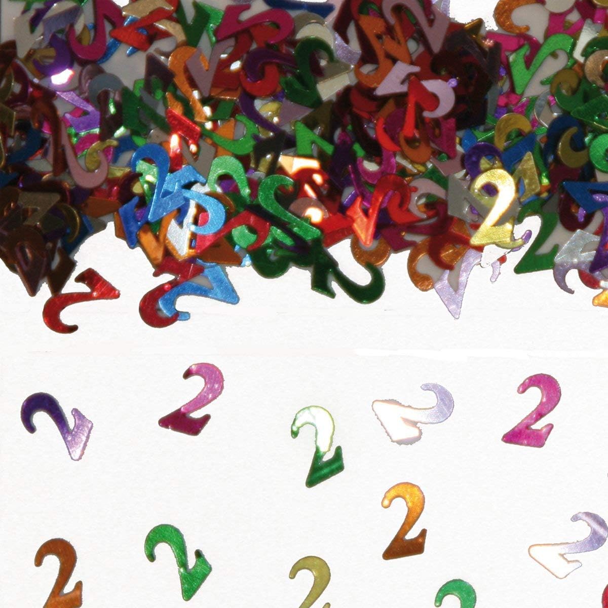 colorful glittery confetti with Birthday number: 2 Bag with 0 0331lbs ...