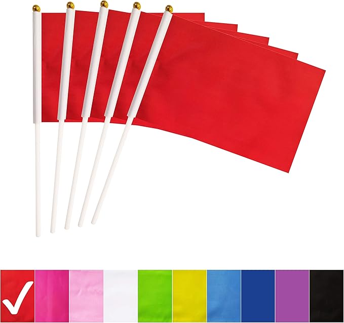 Amazon.com : BCLin 25 Pack Red Stick Flags, Hand Held Small Mini DIY ...