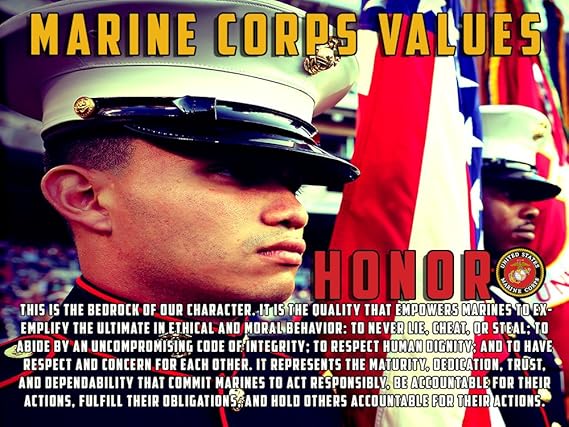 Amazon.com: USMC Poster Marine Corps Values USMC Values USMC Gifts ...